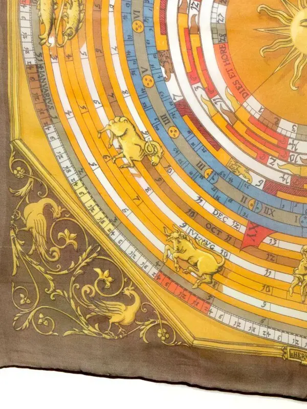 Hermès 1980s Dies Et Hore Silk Scarf
