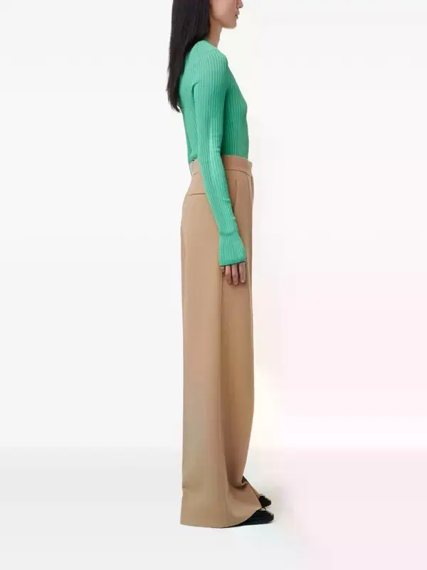 Another Tomorrow Fitted Ribbed-knit Long-sleeve Sweater
