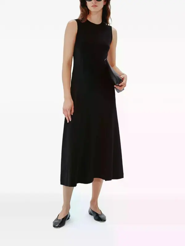 Another Tomorrow Sleeveless Front-slit Dress