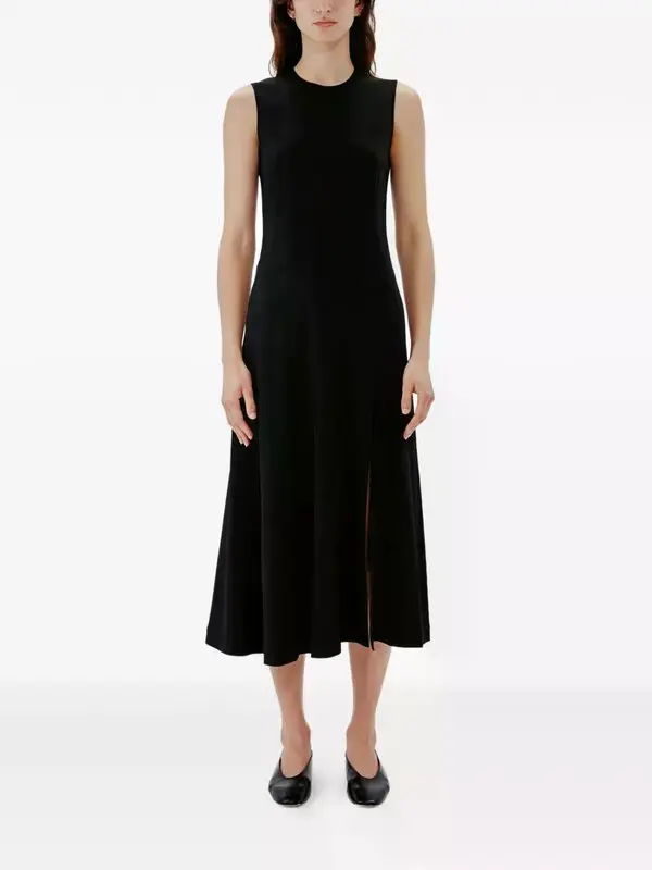 Another Tomorrow Sleeveless Front-slit Dress