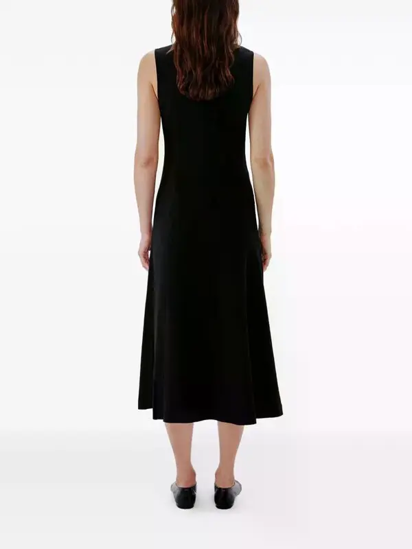 Another Tomorrow Sleeveless Front-slit Dress