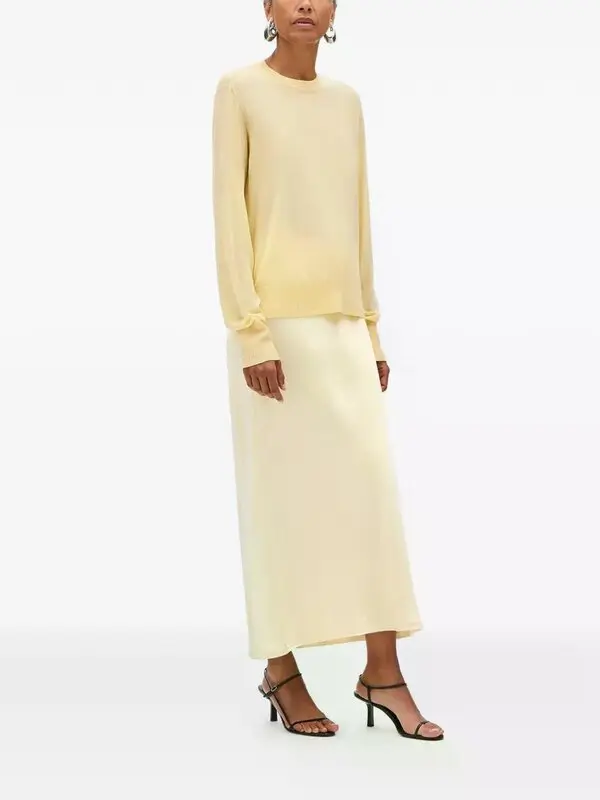 Another Tomorrow Fine-knit Wool Long-sleeve Top - Yellow