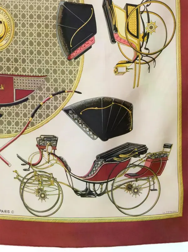 Hermès 1980 Les Voitures A Transformation Silk Scarf