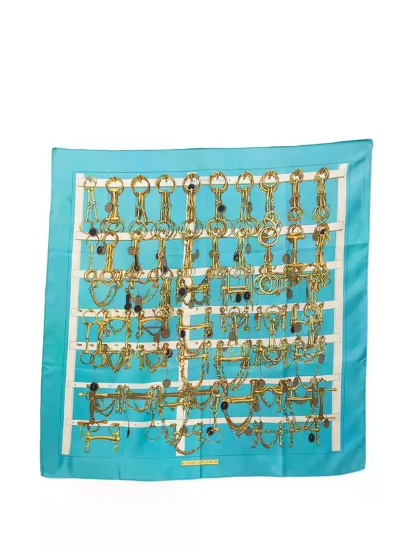 Hermès 1966 Mors Et Filets Silk Scarf - Blue