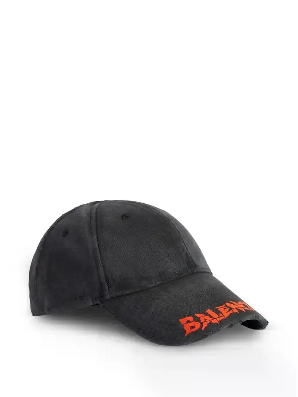 Balenciaga Logo Print Distressed Baseball Cap
