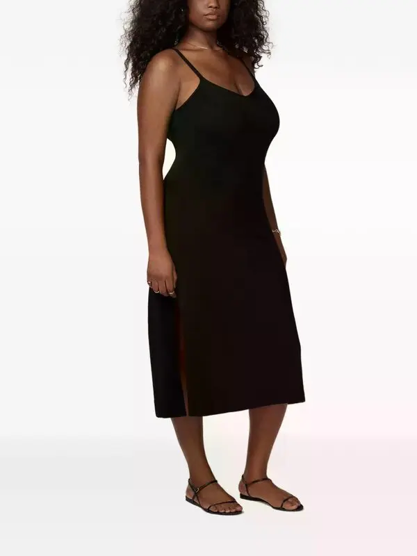 Another Tomorrow Double-strap Cashmere Slip Midi Dress