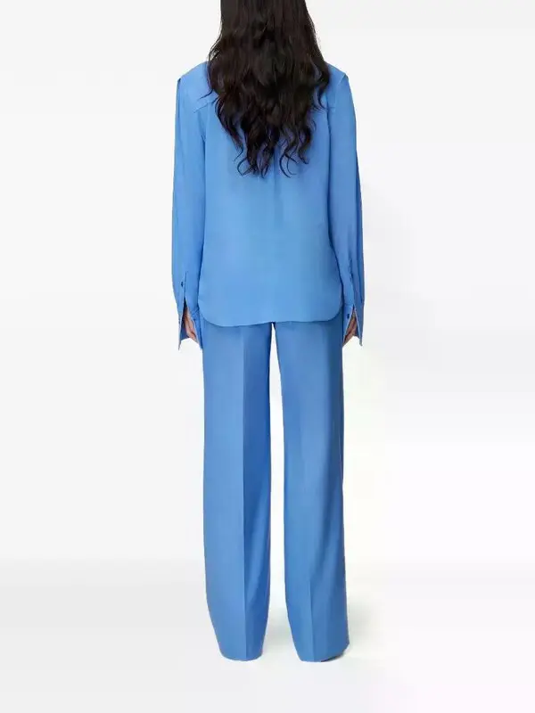 Another Tomorrow Panelled Silk-georgette-feel Blouse