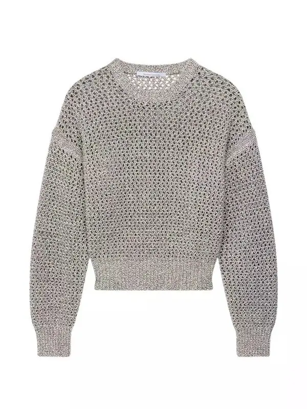 Another Tomorrow Open-knit Crew Neck Sweater