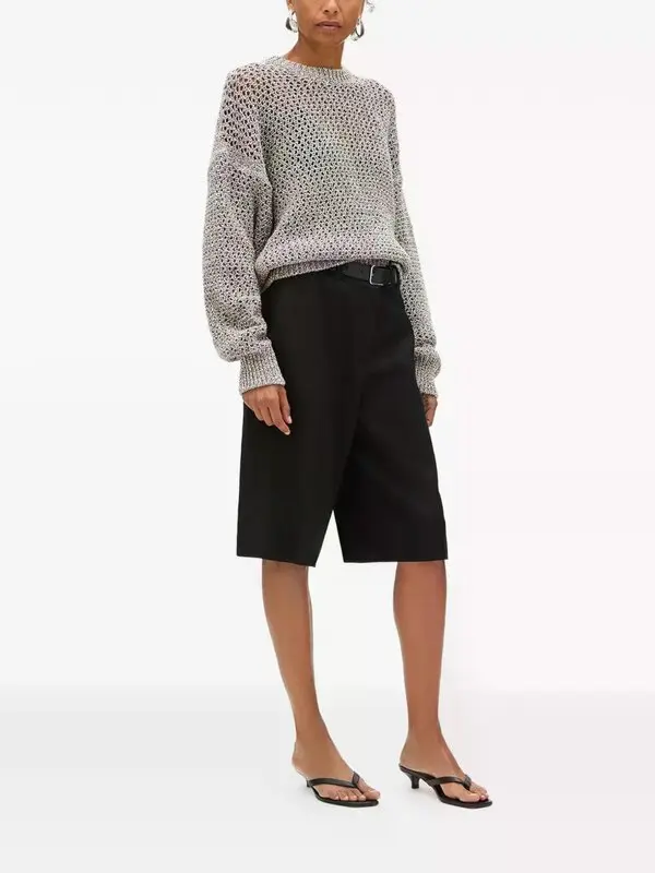 Another Tomorrow Open-knit Crew Neck Sweater