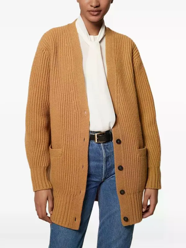 Another Tomorrow Ribbed Knit Cashmere Cardigan