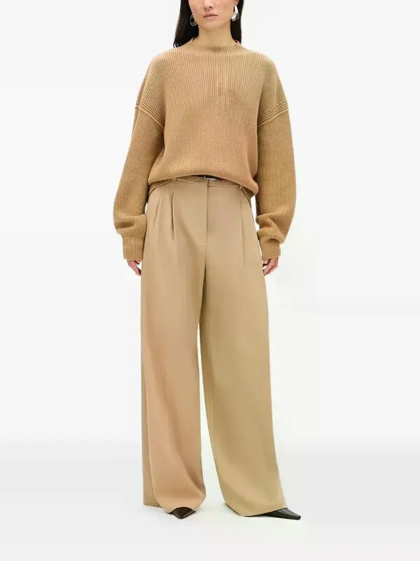 Another Tomorrow Ribbed Dropped-shoulder Sweater