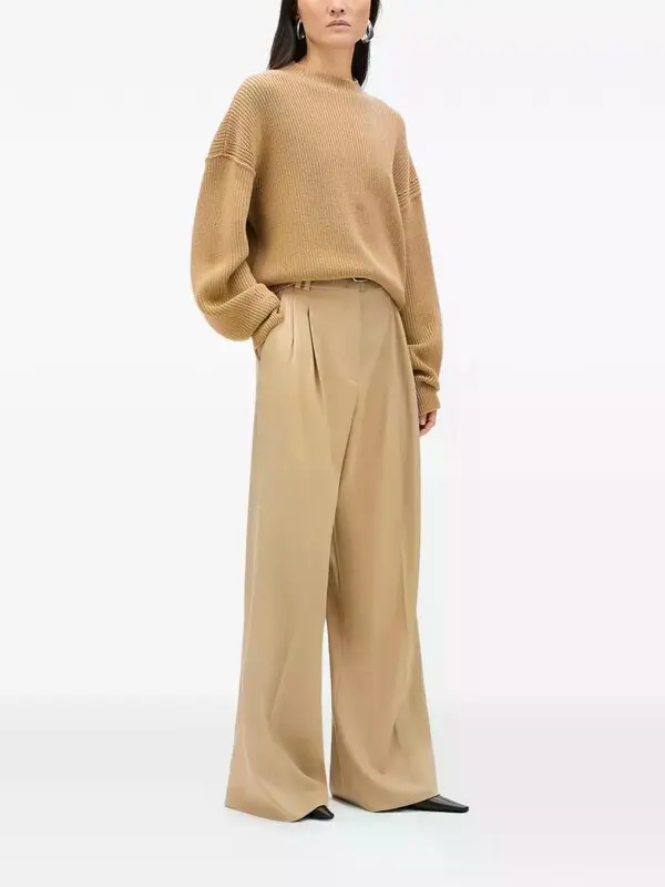 Another Tomorrow Ribbed Dropped-shoulder Sweater