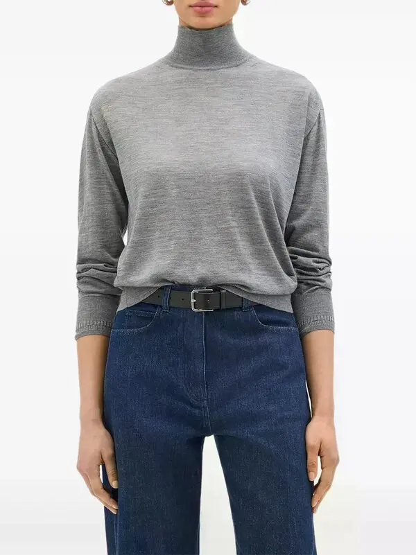 Another Tomorrow Featherweight Fine-knit Turtleneck Top