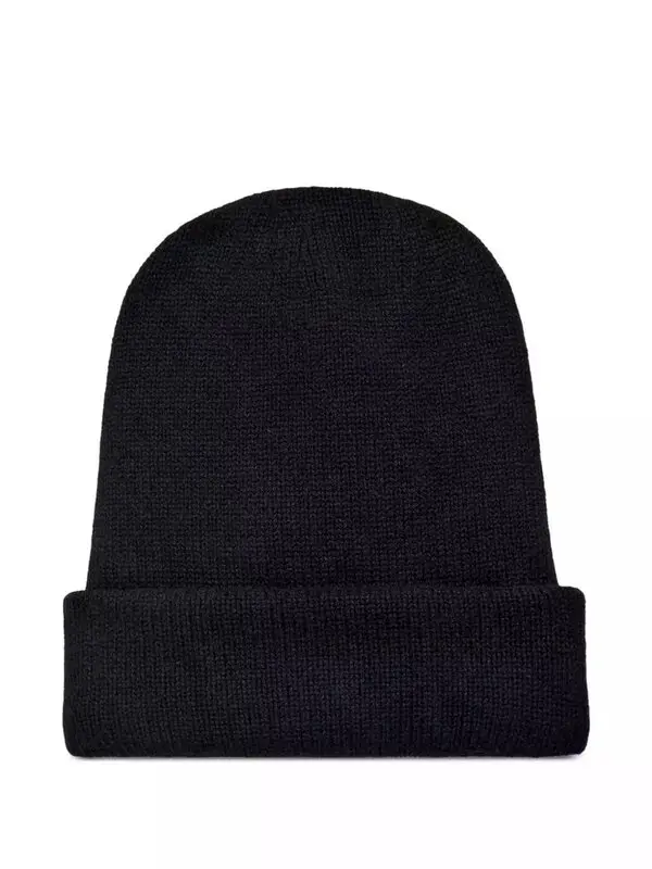 Another Tomorrow Ribbed Knit Beanie Hat - Black