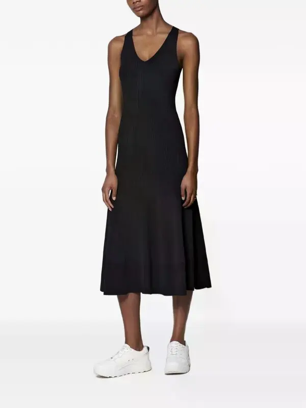 Another Tomorrow Deep V Ribbed Knit Dress