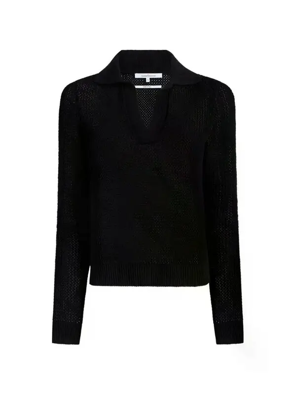 Another Tomorrow Crochet-knit Polo Sweater