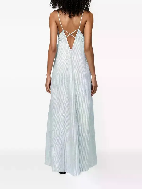 Another Tomorrow Striped Seamed Slip Dress