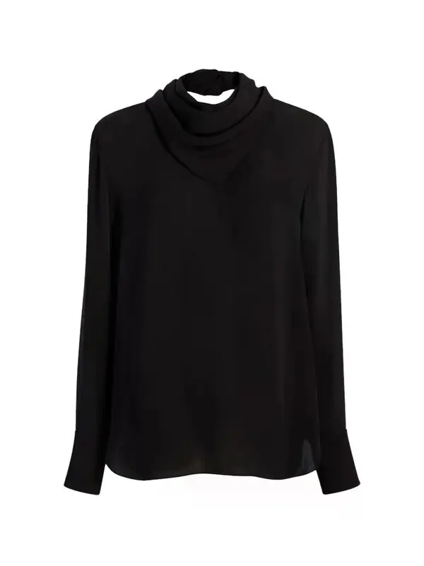 Another Tomorrow Detachable Bandana Blouse - Black