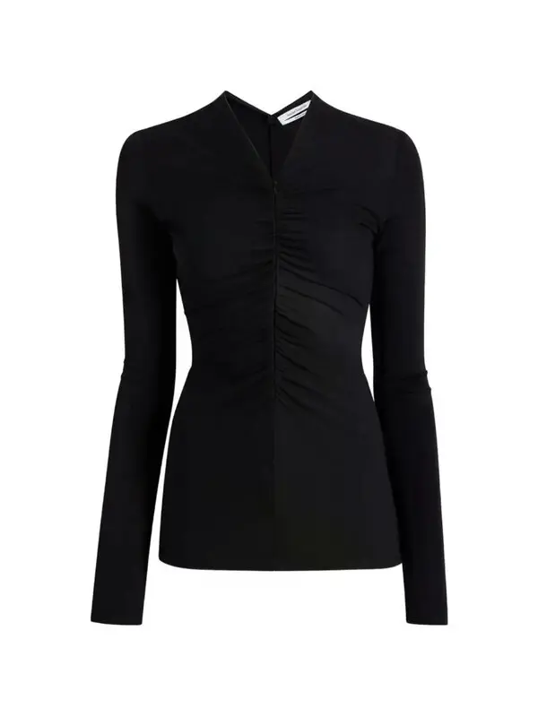 Another Tomorrow Long-sleeve Top With Front Zip