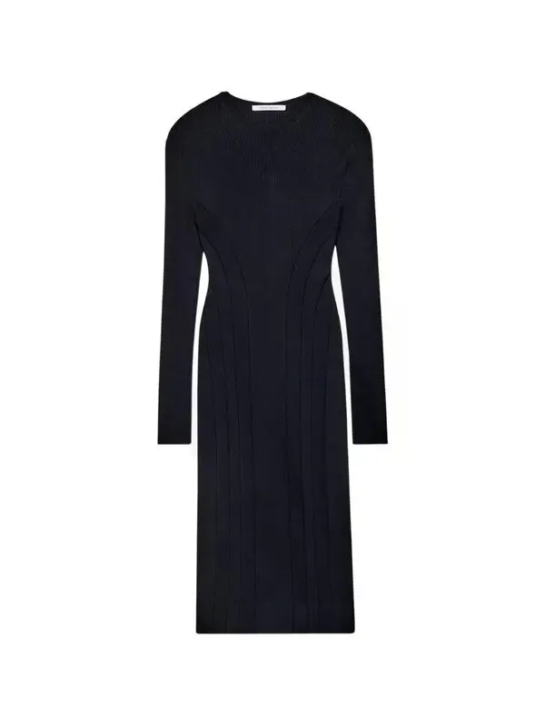 Another Tomorrow Curved-seam Midi Dress