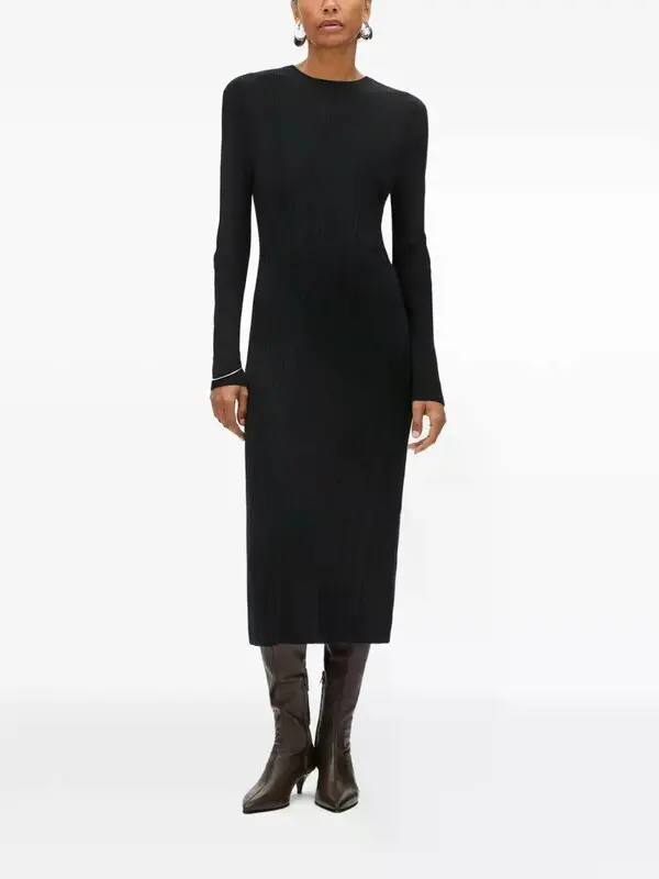 Another Tomorrow Curved-seam Midi Dress