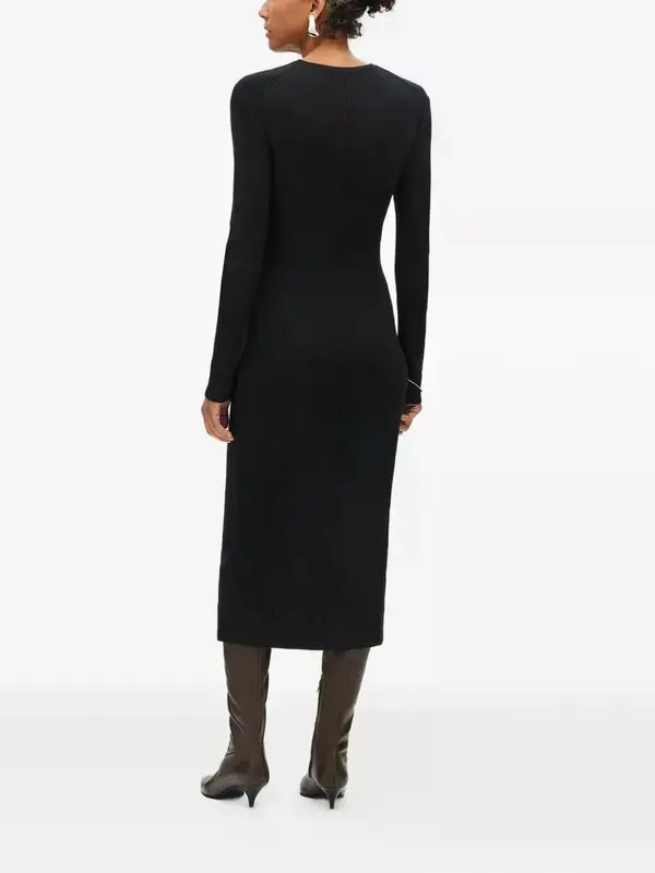 Another Tomorrow Curved-seam Midi Dress