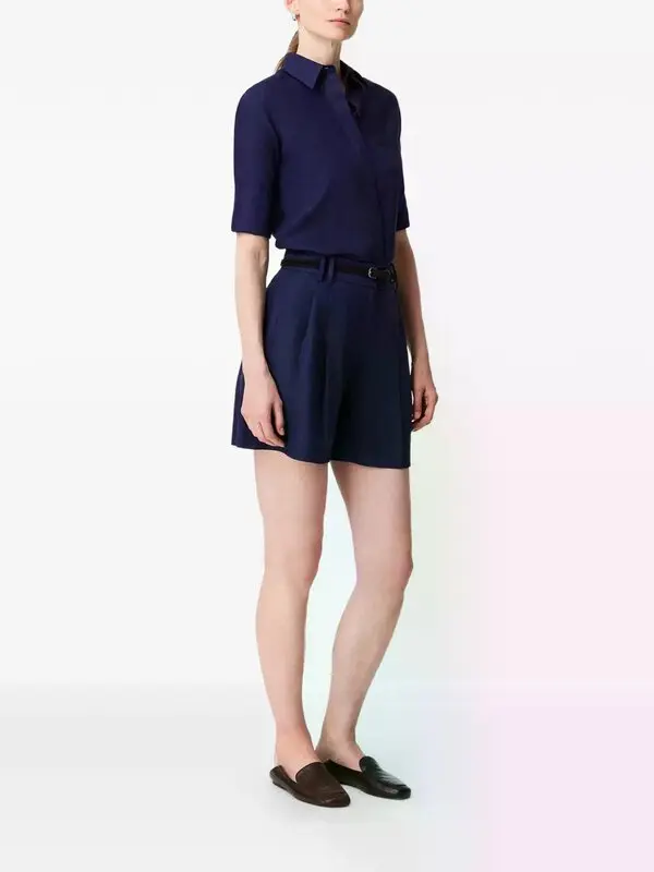Another Tomorrow Pleated Linen Shorts