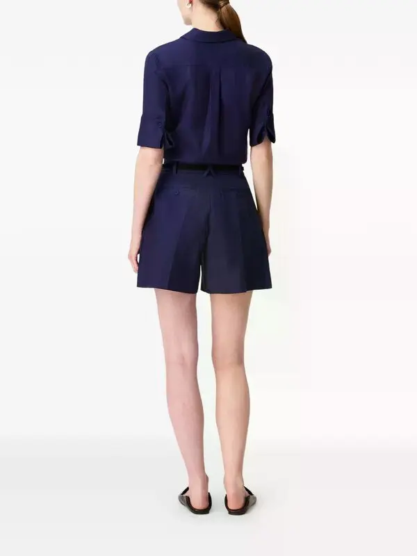 Another Tomorrow Pleated Linen Shorts