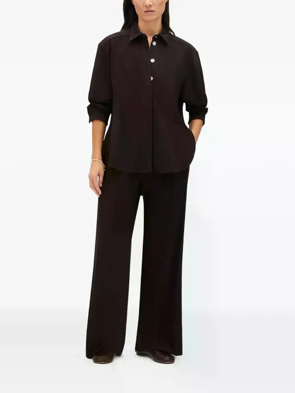 Another Tomorrow Stitch Detail Curved Hem Blouse