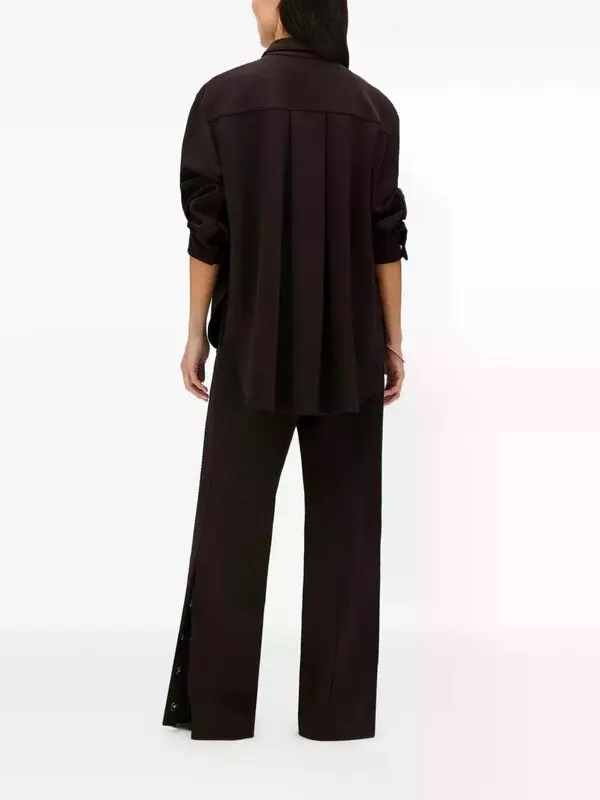 Another Tomorrow Stitch Detail Curved Hem Blouse