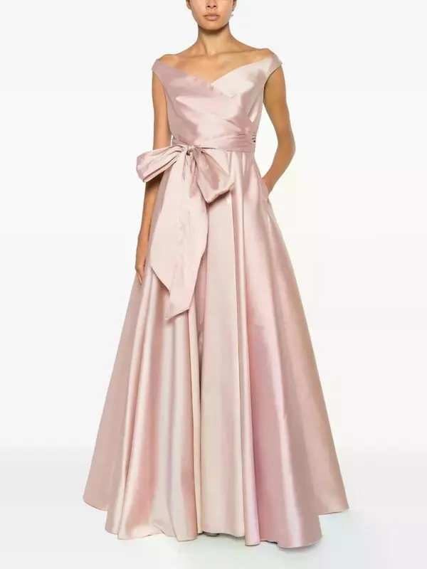 ALESSANDRO LEGORA Satin Off-shoulder Maxi Dress