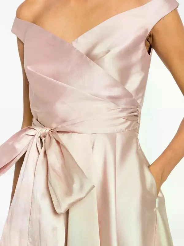 ALESSANDRO LEGORA Satin Off-shoulder Maxi Dress