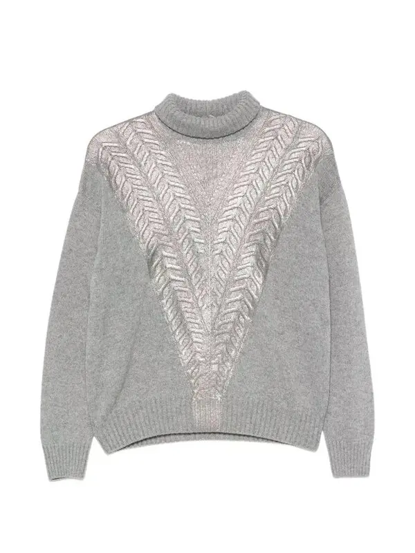 D.exterior Metallic Cable-knit Sweater