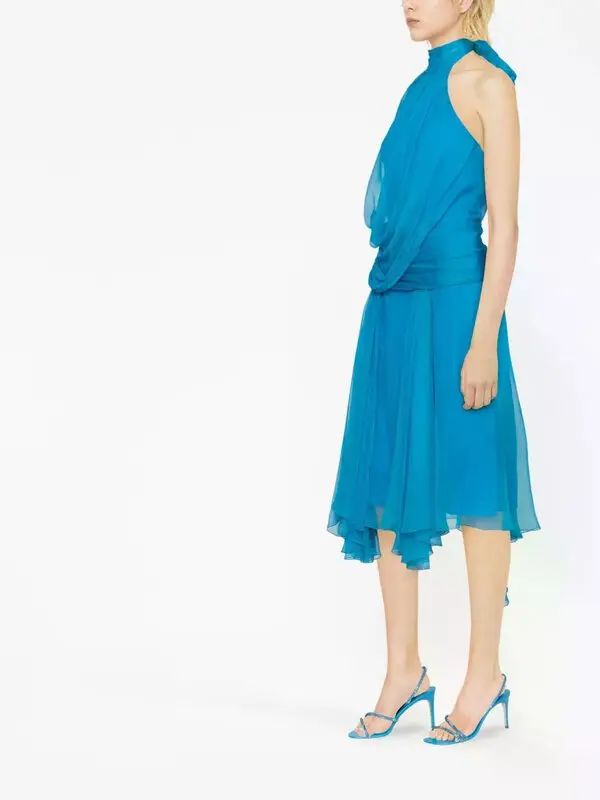 Alberta Ferretti Draped Halterneck Midi Dress