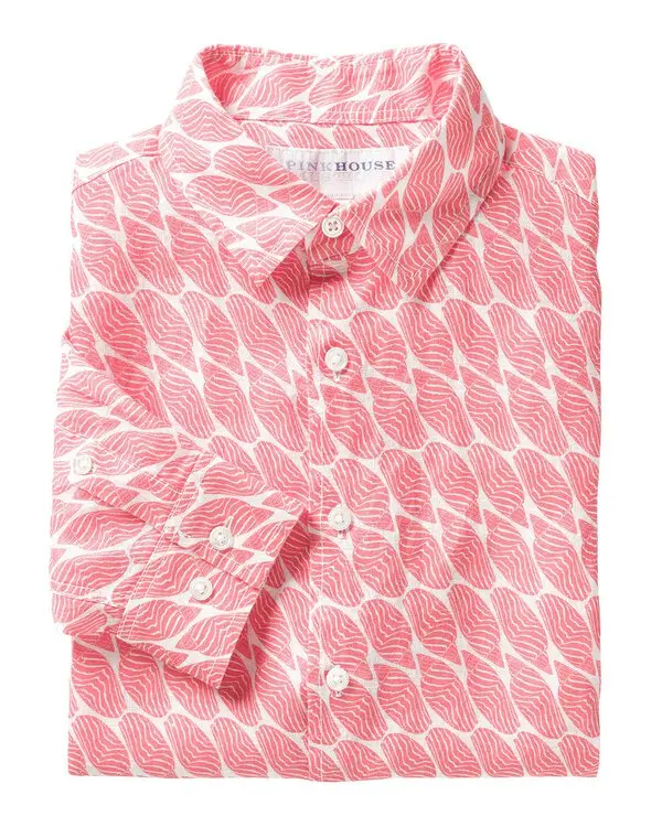 PINK HOUSE Linen Shirt Striped Shell - Pink