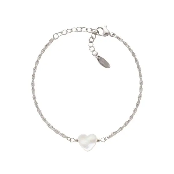 Kris Nations Mother Of Pearl Heart Bracelet - Silver