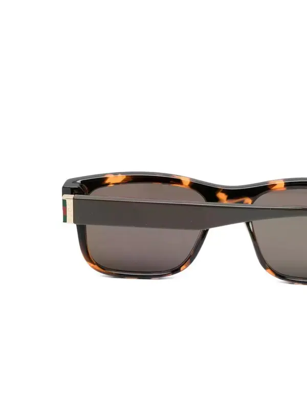 Gucci Tortoiseshell-effect Rectangle-frame Sunglasses