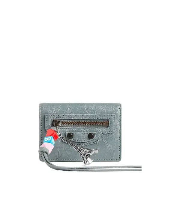 Balenciaga Le City Mini Wallet In Blue Grey - Blue-gray