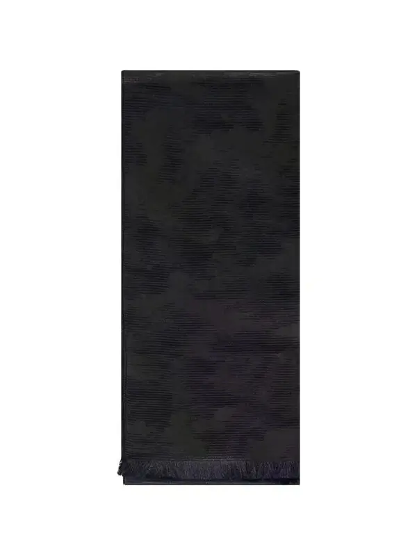 Zegna Jacquard Frayed Scarf - Black