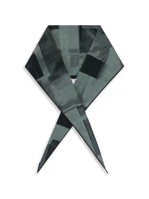 Zegna Abstract-print Diamond-shaped Scarf - Grey