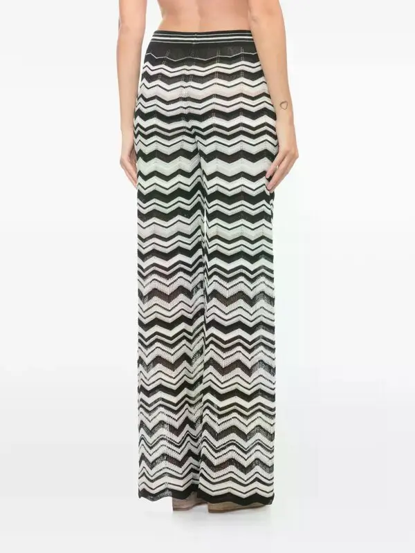 D.exterior Chevron Lurex Wide Leg Trousers - Black