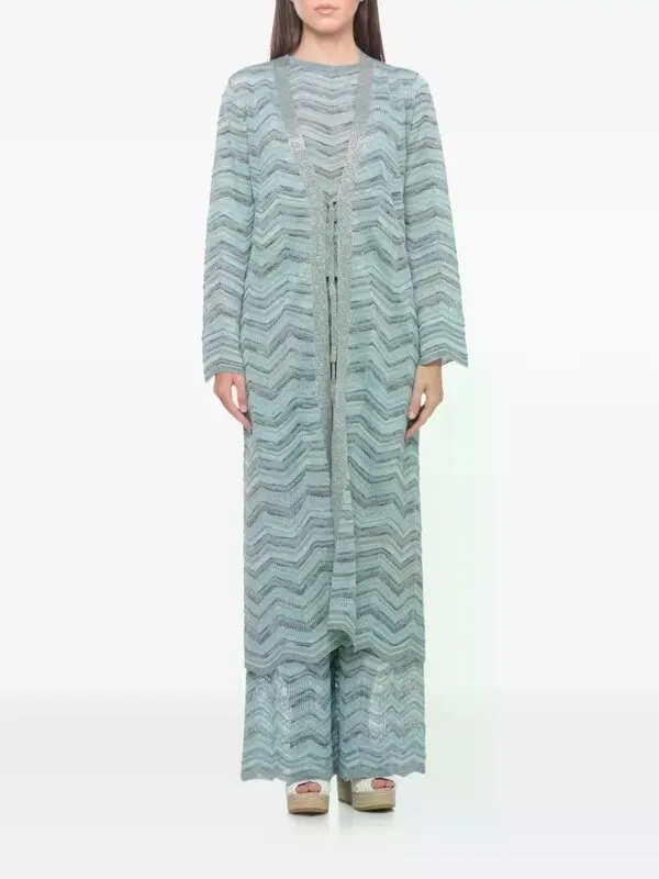 D.exterior Longline Zigzag-knit Cardigan