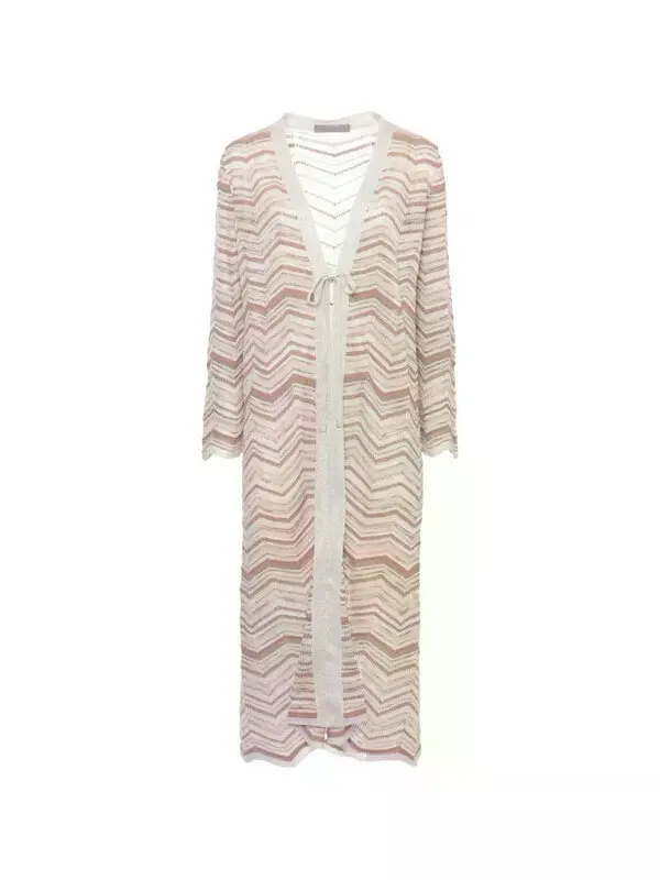 D.exterior Light Pink Chevron Knit Cardigan