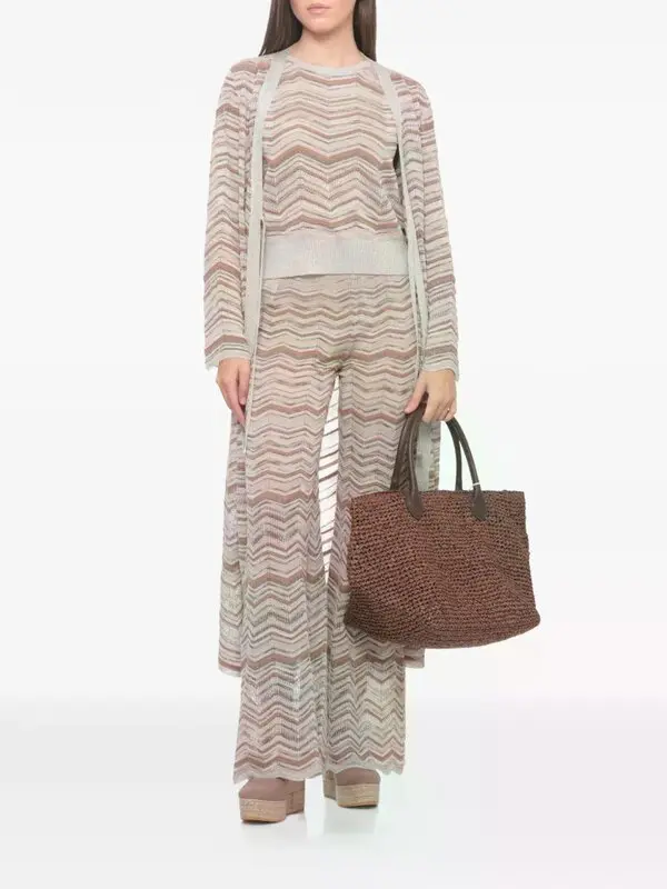 D.exterior Light Pink Chevron Knit Cardigan