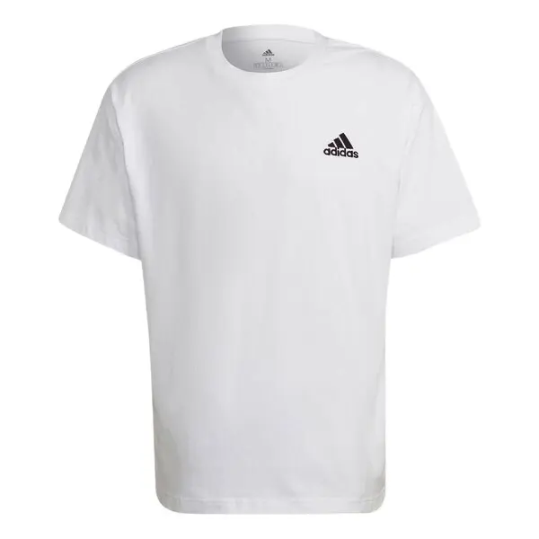 Adidas Logo Solid Color Round Neck Loose Short Sleeve Couple Style White - Multi-color