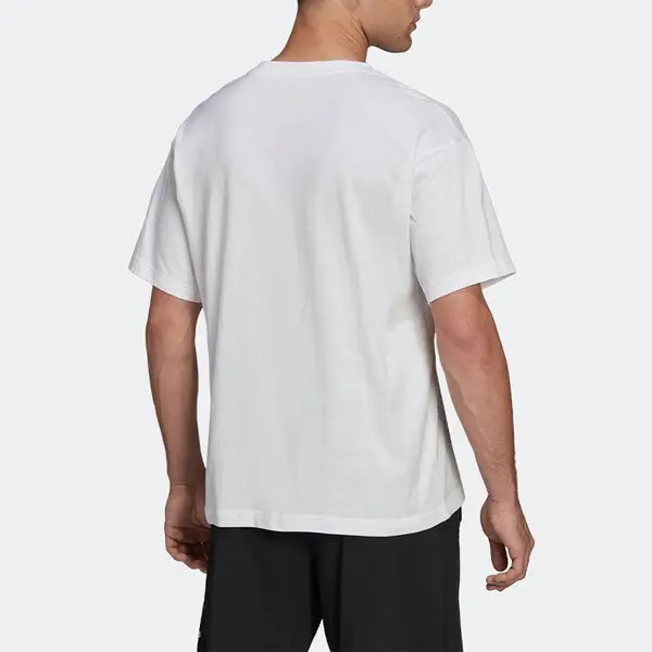 Adidas Logo Solid Color Round Neck Loose Short Sleeve Couple Style White