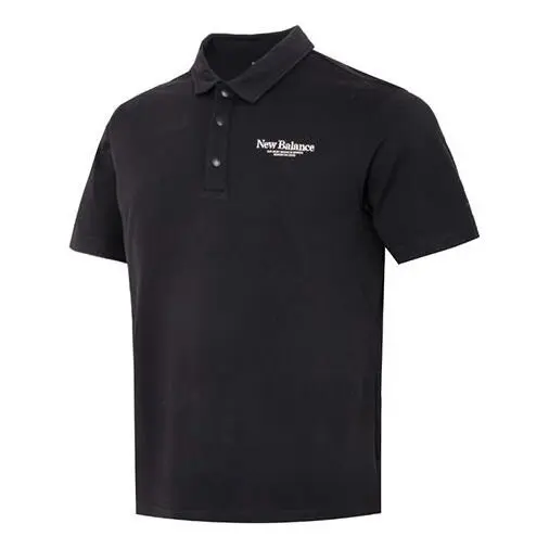 NEW BALANCE Logo Polo T-shirt Asia Sizing 'black White - Black/white