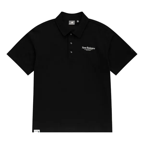 NEW BALANCE Logo Polo T-shirt Asia Sizing 'black White