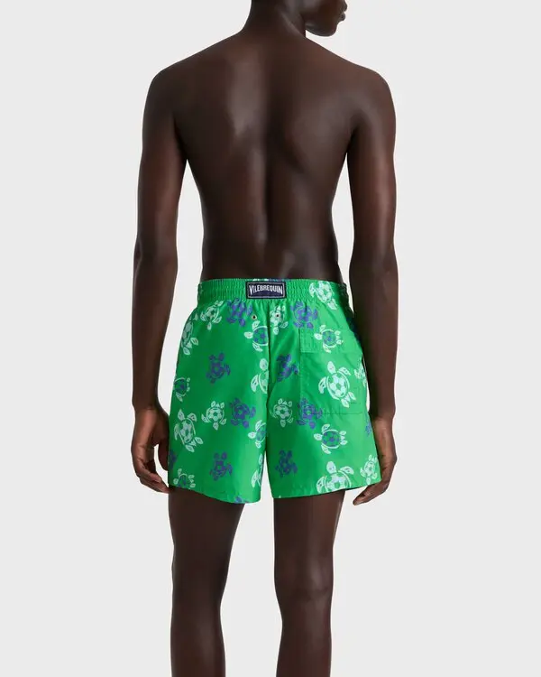 Vilebrequin Moorea Swim Trunks With Soccer Turtle Print - Green