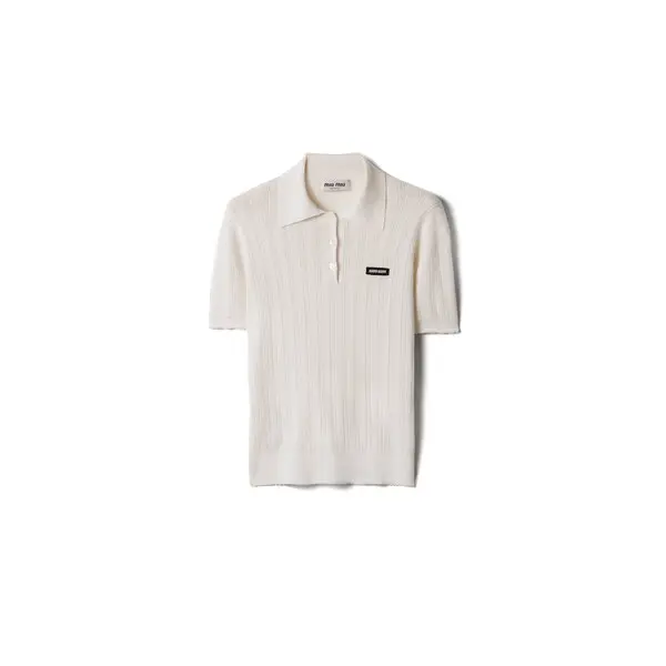 Miu Miu Cashmere And Silk Polo Sweater - White